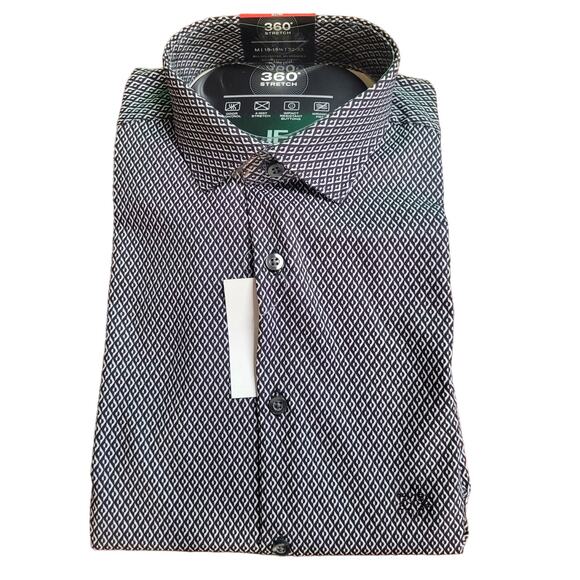 J.Ferrar | Shirts | J Ferrar 36 Stretch Ls Dress Shirt Black Circle Geo ...
